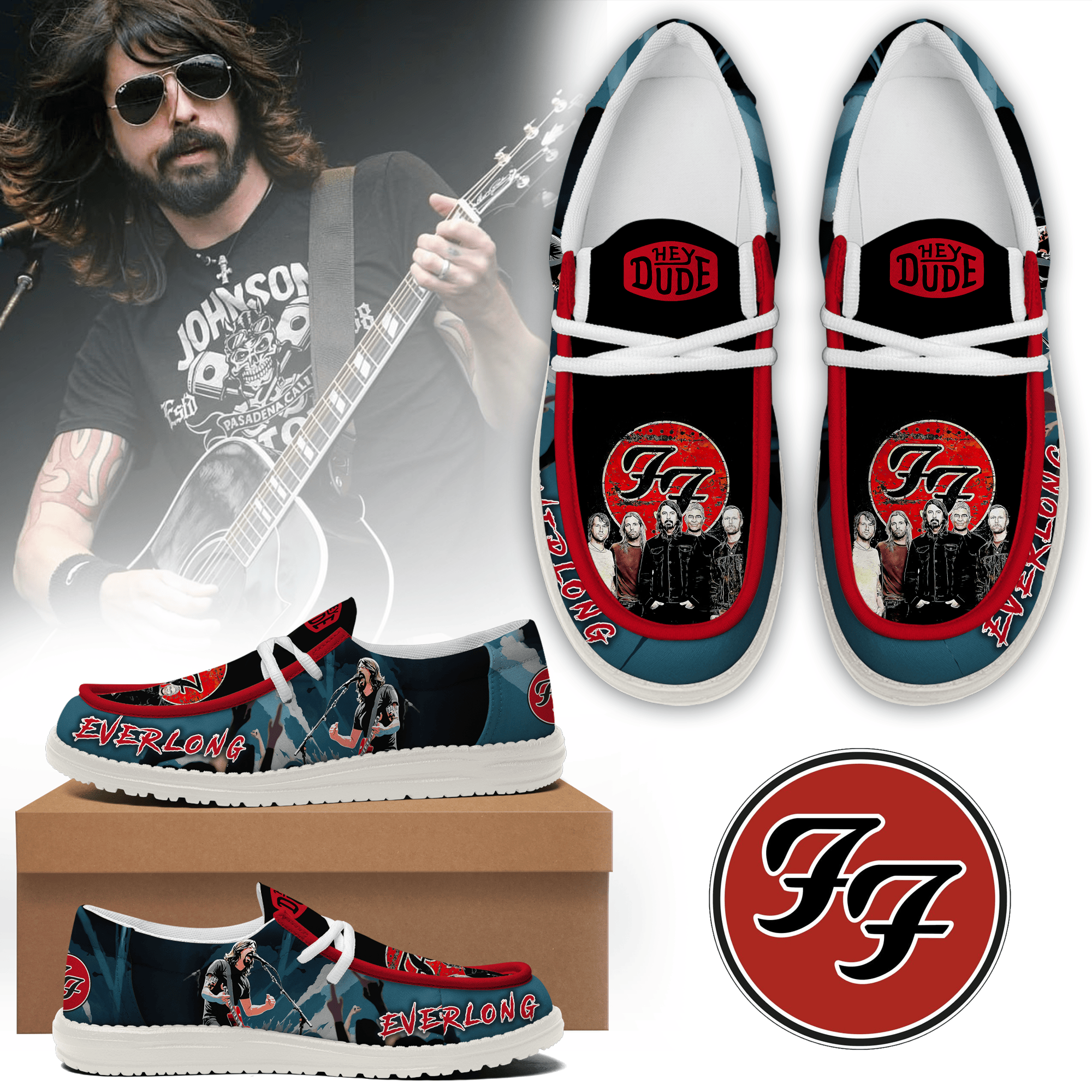 NNA Foo Fighters Personalized Hey Dude Shoes For Men And Women ...